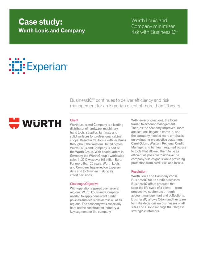 Case Study - Wurth Louis and Company | PDF