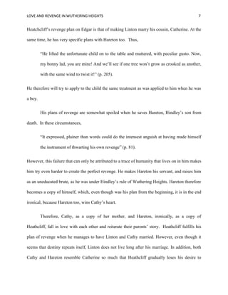 Love and revenge in Emily Bronte's "Wuthering Heights" | DOCX