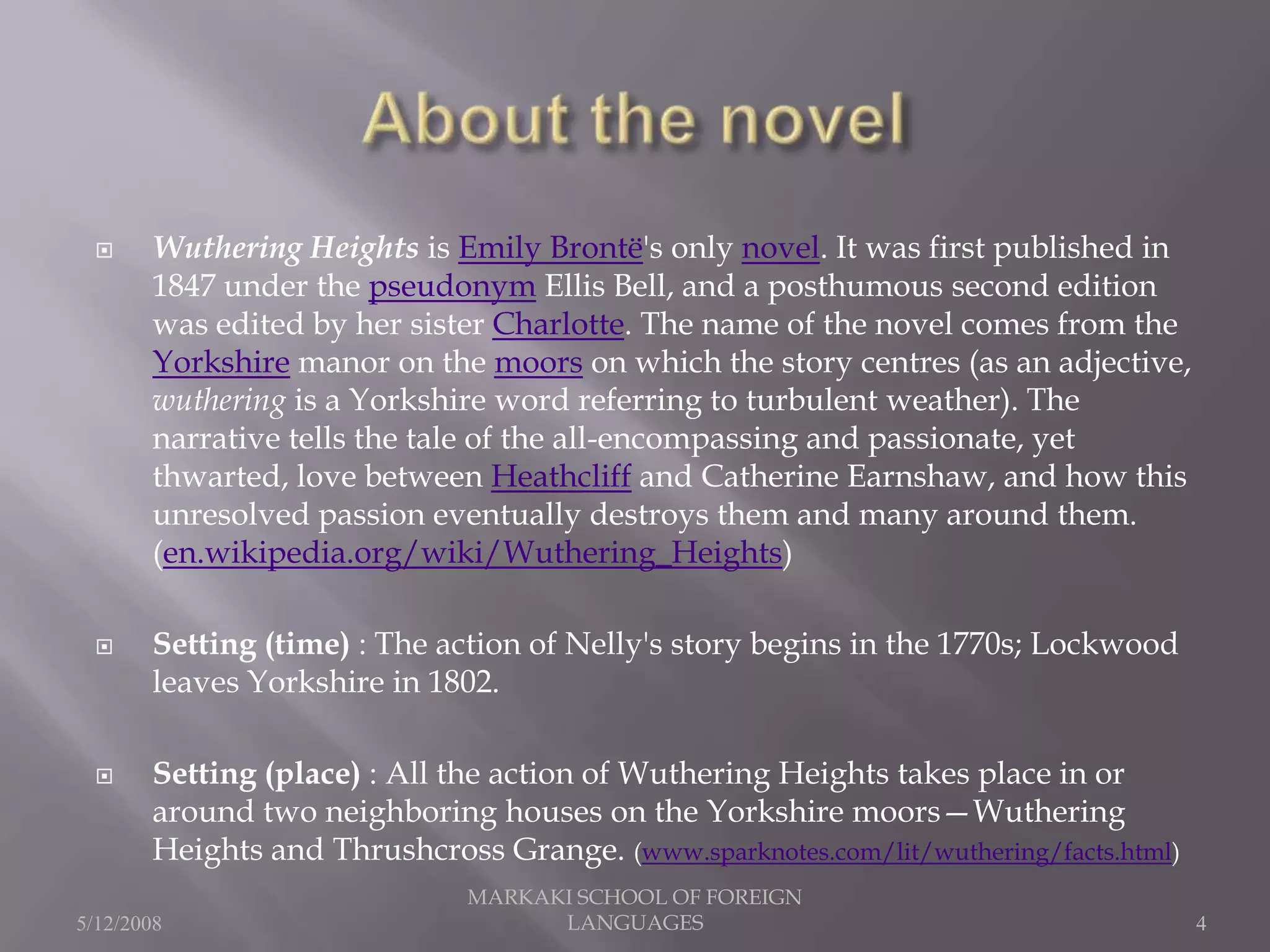 Wuthering Heights, an FCE lesson | PPT