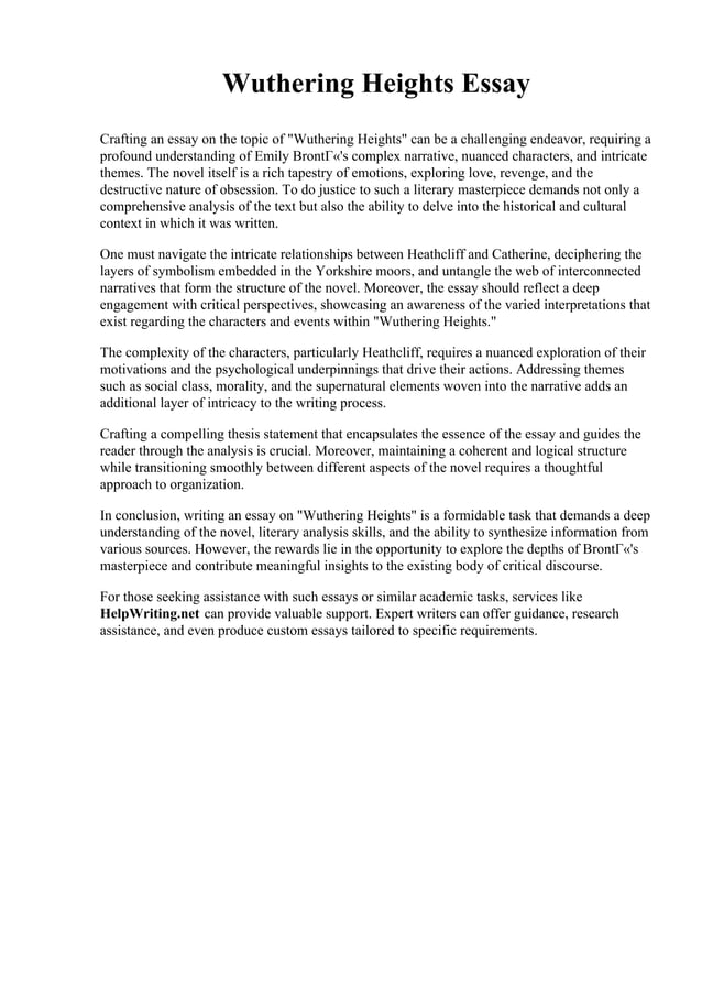 Wuthering Heights Essay.pdf | Fiction | Books and Literature