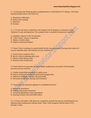 Mental health nursing practice test 1 | PDF