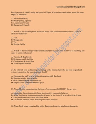 Mental health nursing practice test 1 | PDF