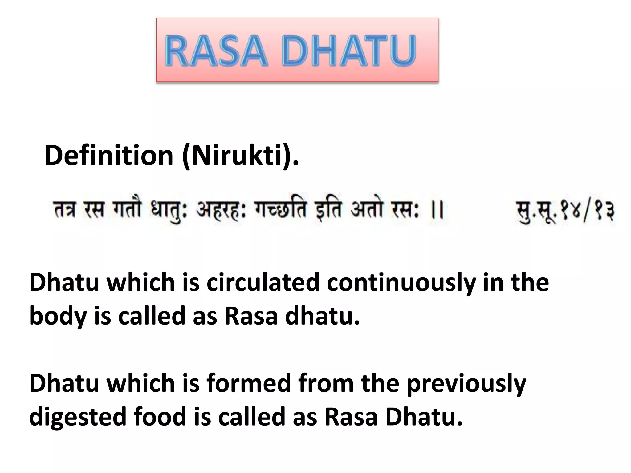 Concept of Rasa Dhatu in Ayurved | PPTX