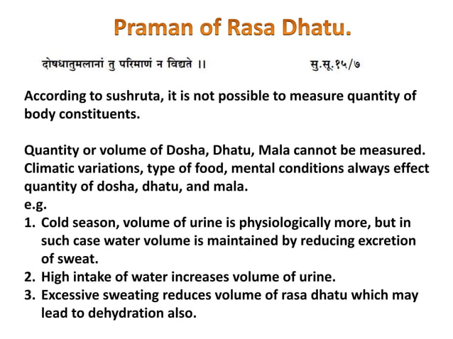 Concept of Rasa Dhatu in Ayurved | PPTX | Heart and Cardiovascular ...