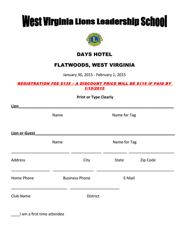 WV Lions Leadership Application Form | DOC