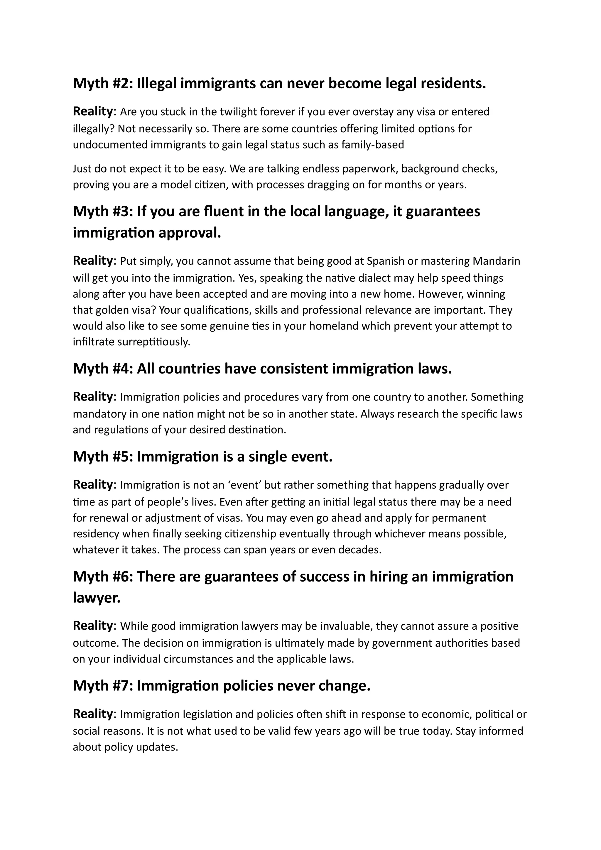 Immigration Myths . | PDF