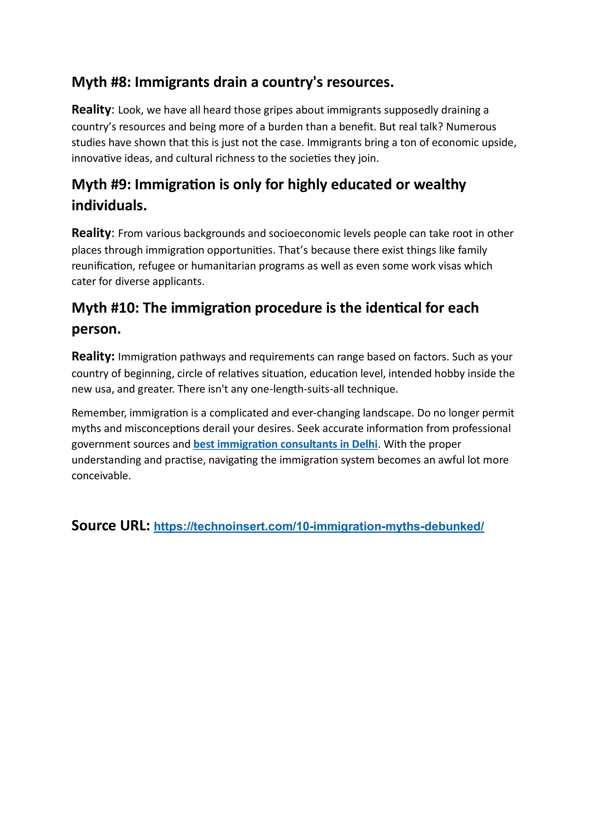 Immigration Myths . | PDF