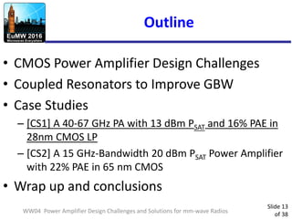 Wideband CMOS Power Amplifiers Design at mm-Wave: Challenges and Case ...