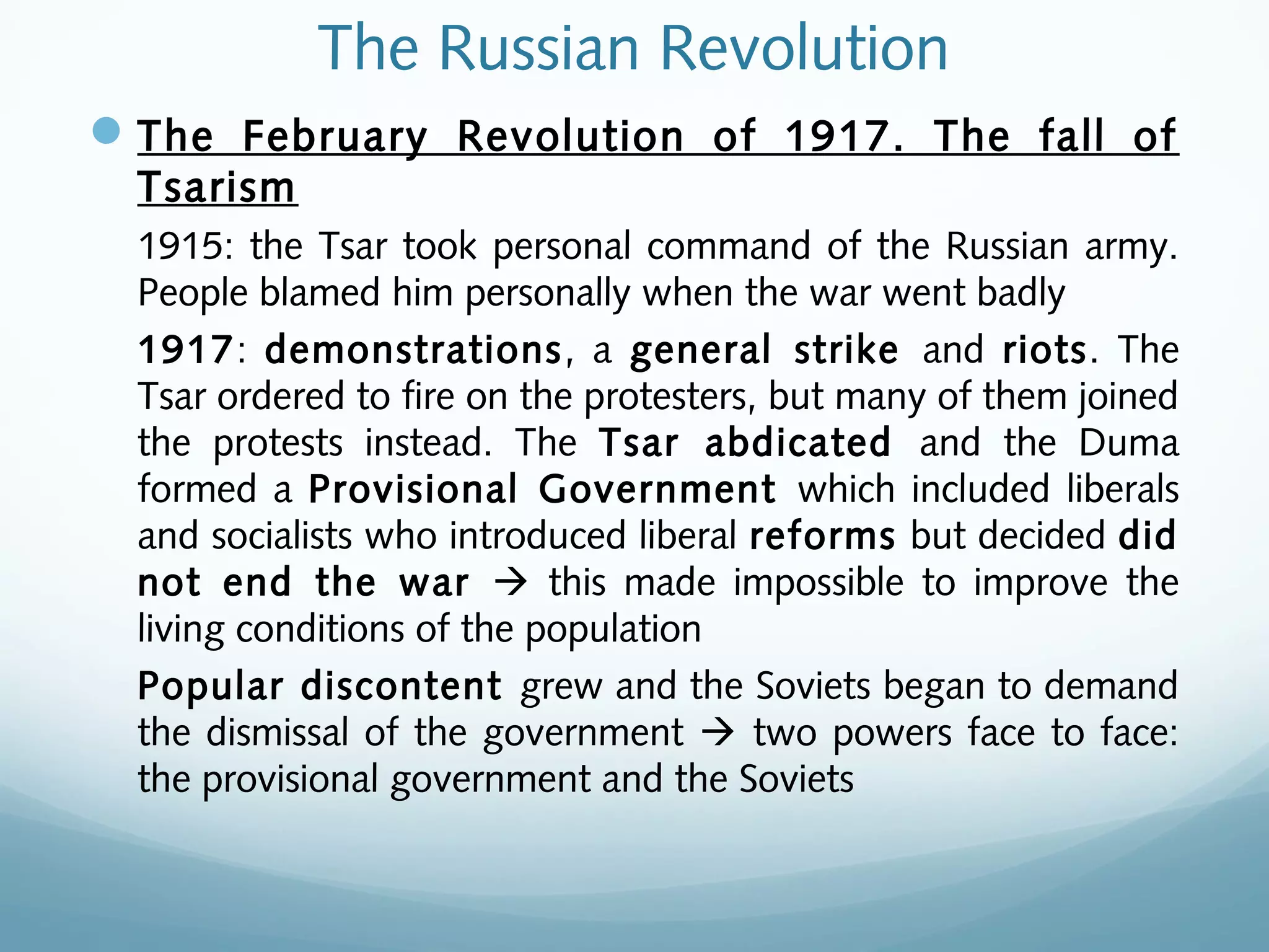 First World War and Russian Revolution | PPS