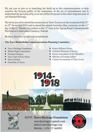 INVITATION TO THE WORLD WAR ONE EAST AFRICAN CAMPAIGN COMMEORATIONS | PDF
