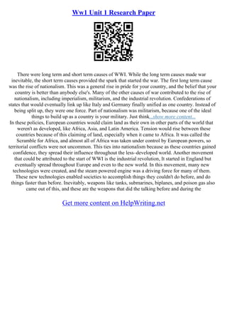 Ww1 Essay Questions | PDF