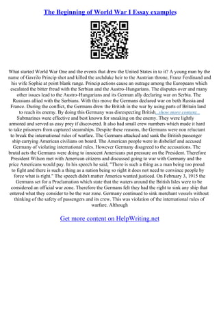 Ww1 Essay Questions | PDF