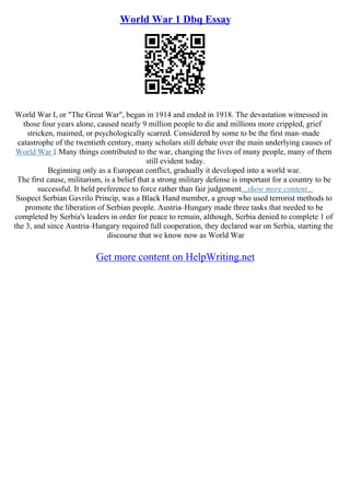 Ww1 Essay Questions | PDF