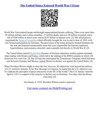 Ww1 Essay Questions | PDF