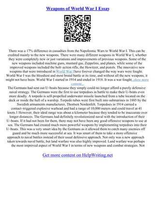 Ww1 Essays | PDF
