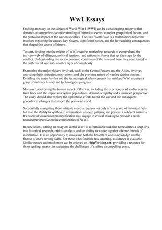 Ww1 Essays | PDF