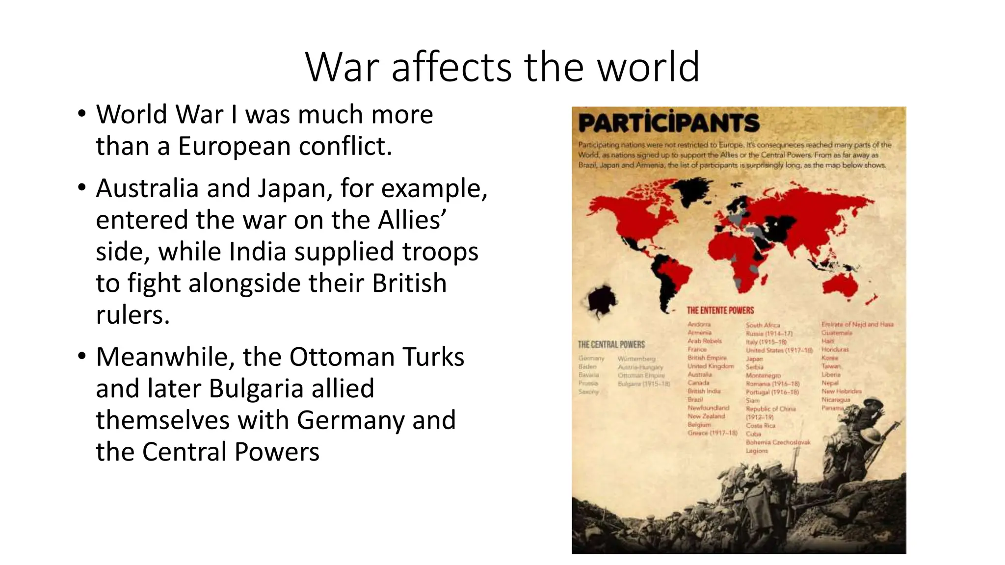 ww1 global conflict, a simple presentation on the state of affairs | PPT