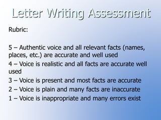 Ww1 letter assignment | PPTX