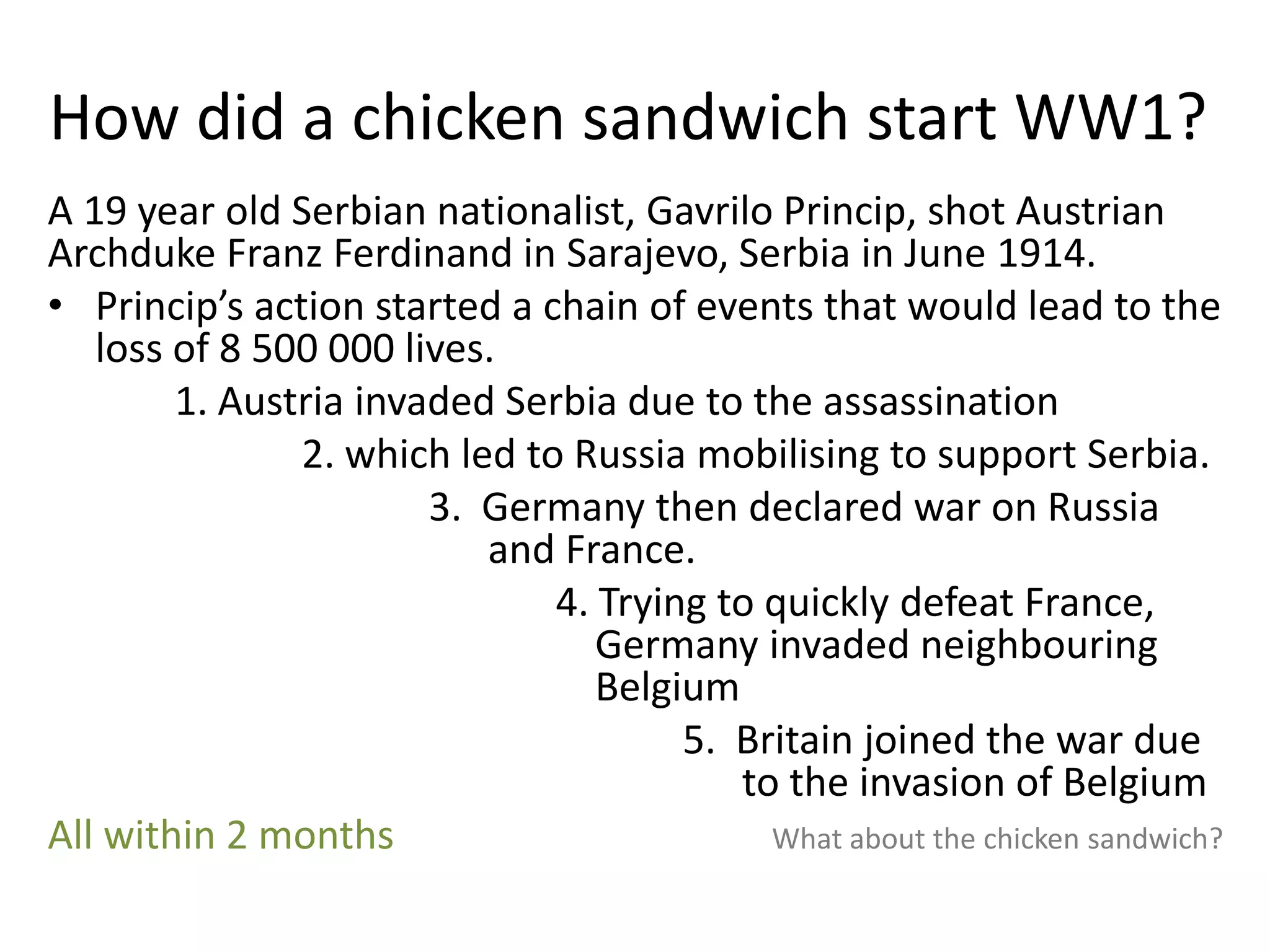 Ww1 overview why did ww1 begin | PPTX