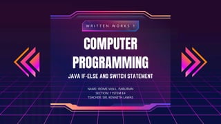 Computer Programming 1 Computer programmingComputer programmingComputer ...