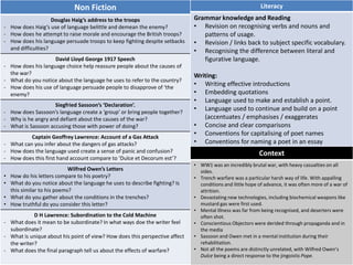 Ww1 poetry knowledge organiser | PPTX