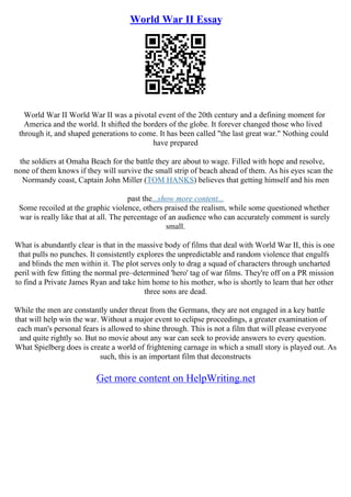 Ww2 Essay Topics | PDF