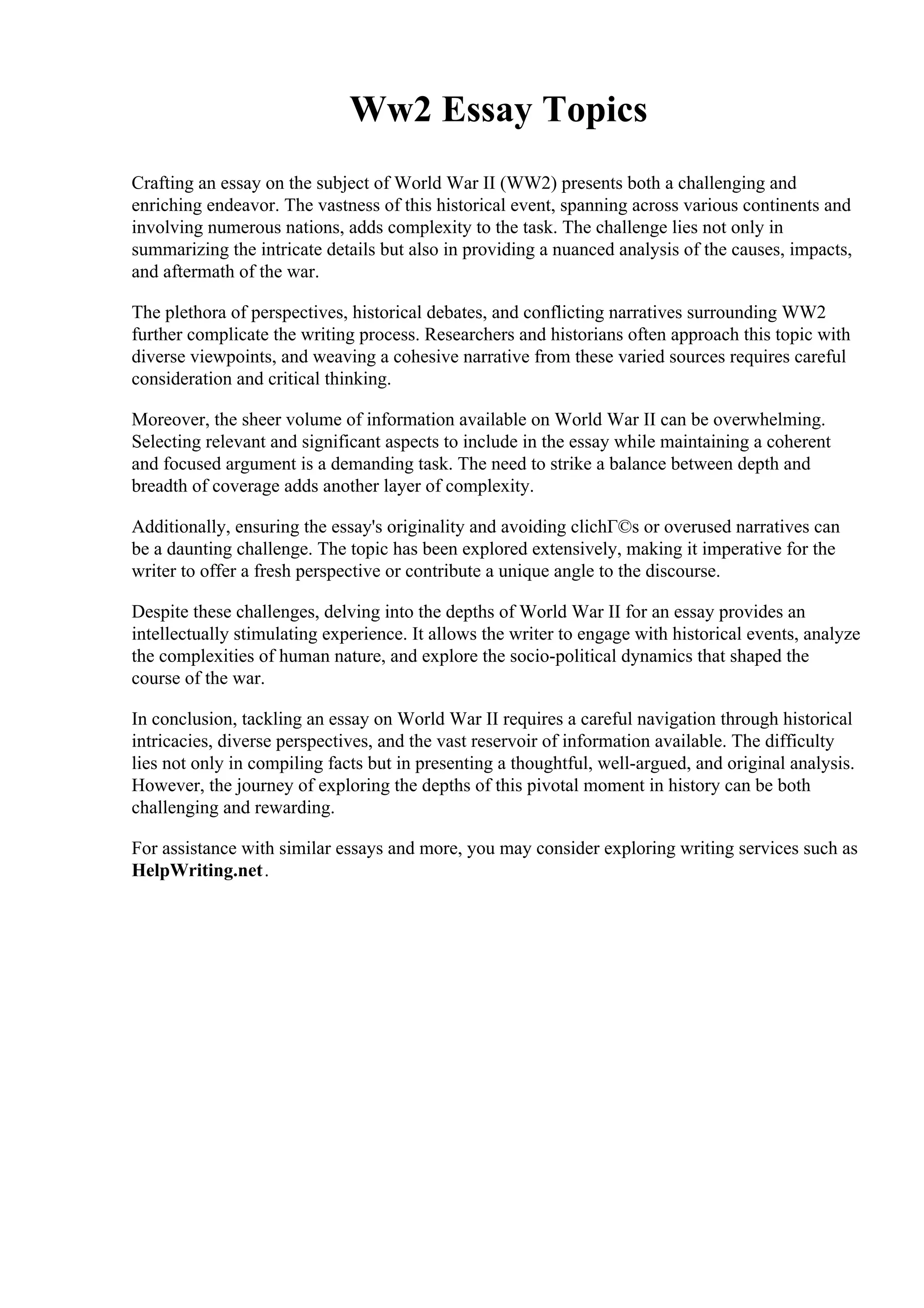 Ww2 Essay Topics. Slippery Rock University of Pennsylvania | PDF ...