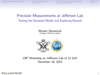 Precision Measurements at Jefferson Lab | PDF