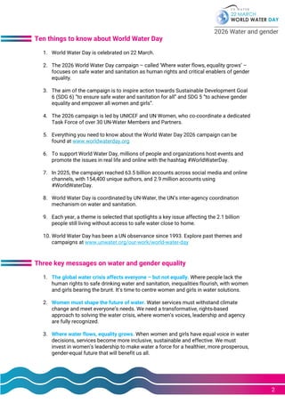 WATER & GENDER - World Water Day 2026; March 22nd | PDF