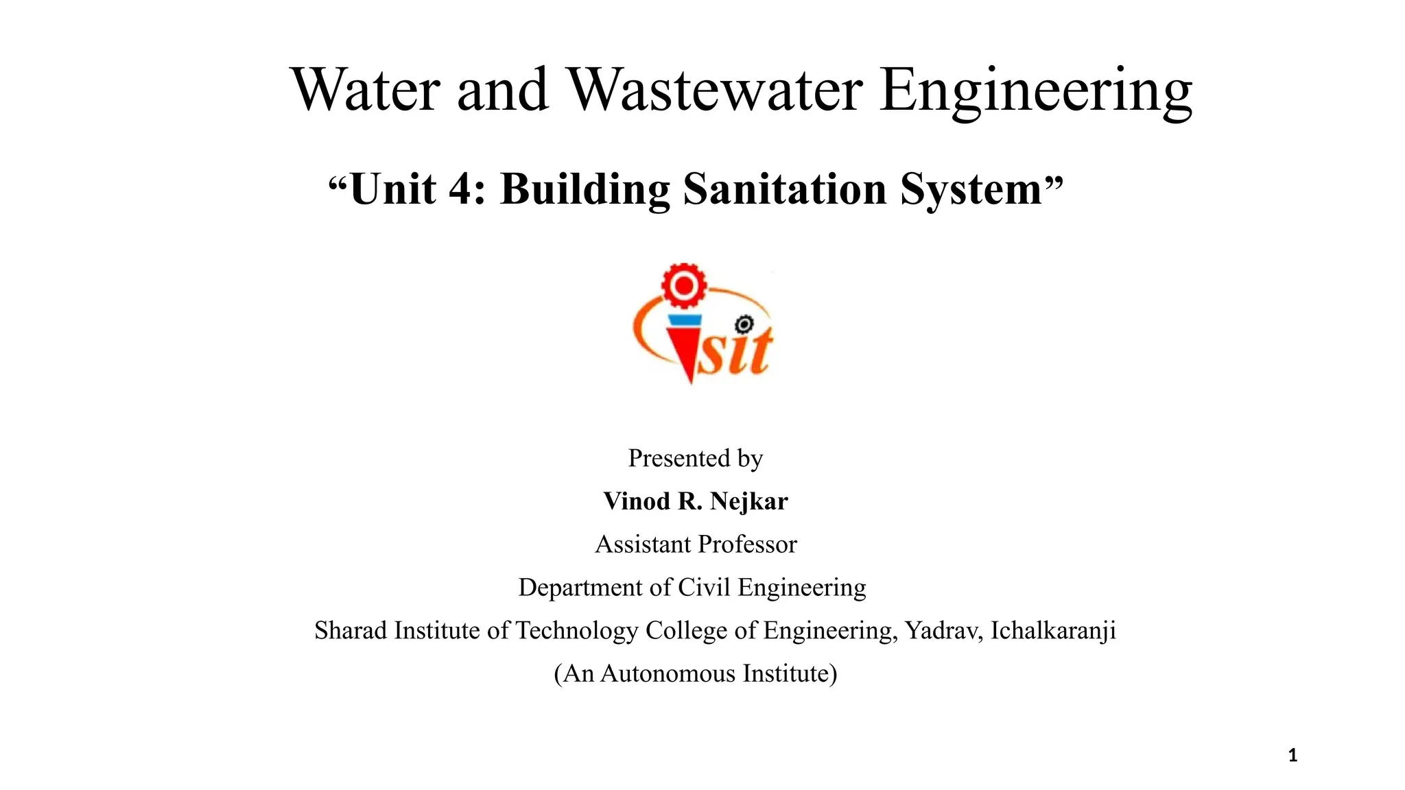 WWE-Unit 04 Part I- Building Sanitation System ppt.pptx