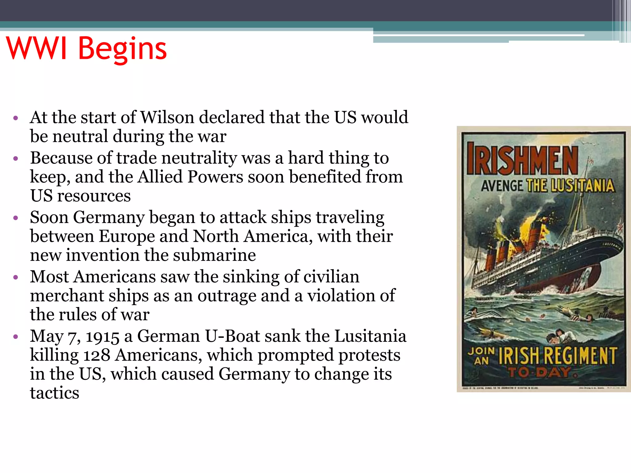 US Invovlement in World War I | PPT