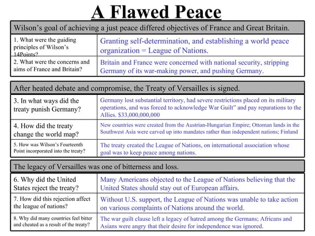 WWI 7 Flawed Peace WS Overview | PPT | Death, Injury, or Military ...