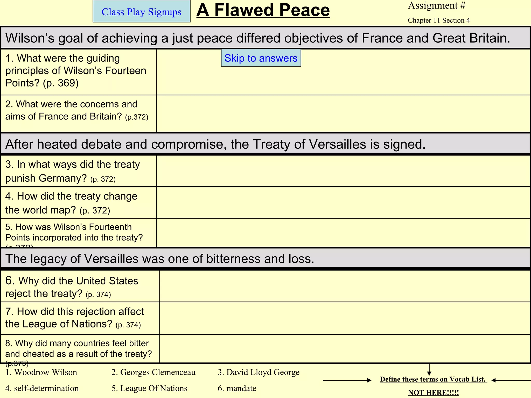 WWI Flawed Peace | PPT