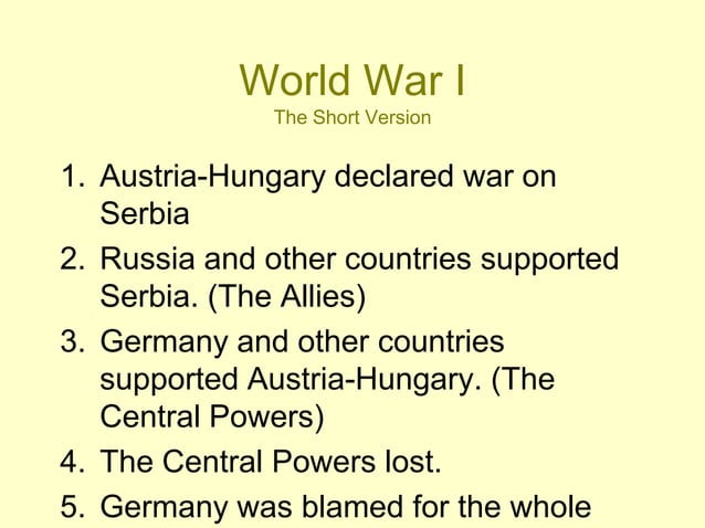 World War I Slideshow Part One | PPTX