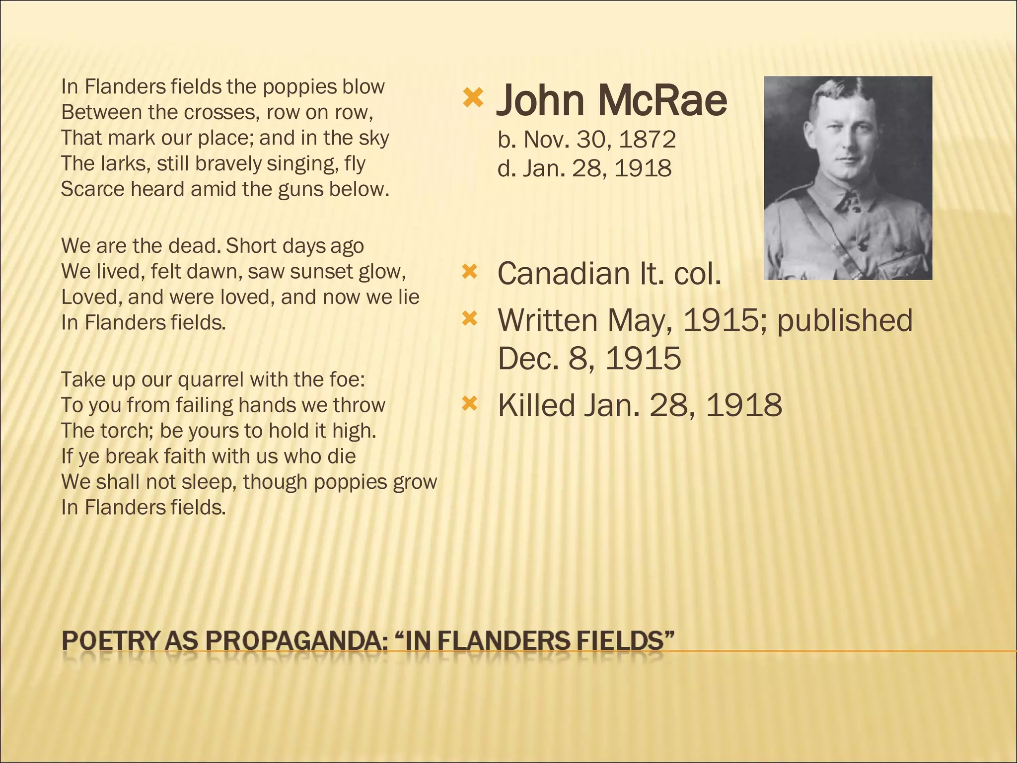 WWI: Propaganda & Poetry | PPT | Death, Injury, or Military Conflict ...