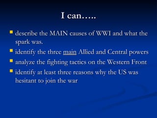 WW I Introduction describing both longterm and short term causes. | PPT
