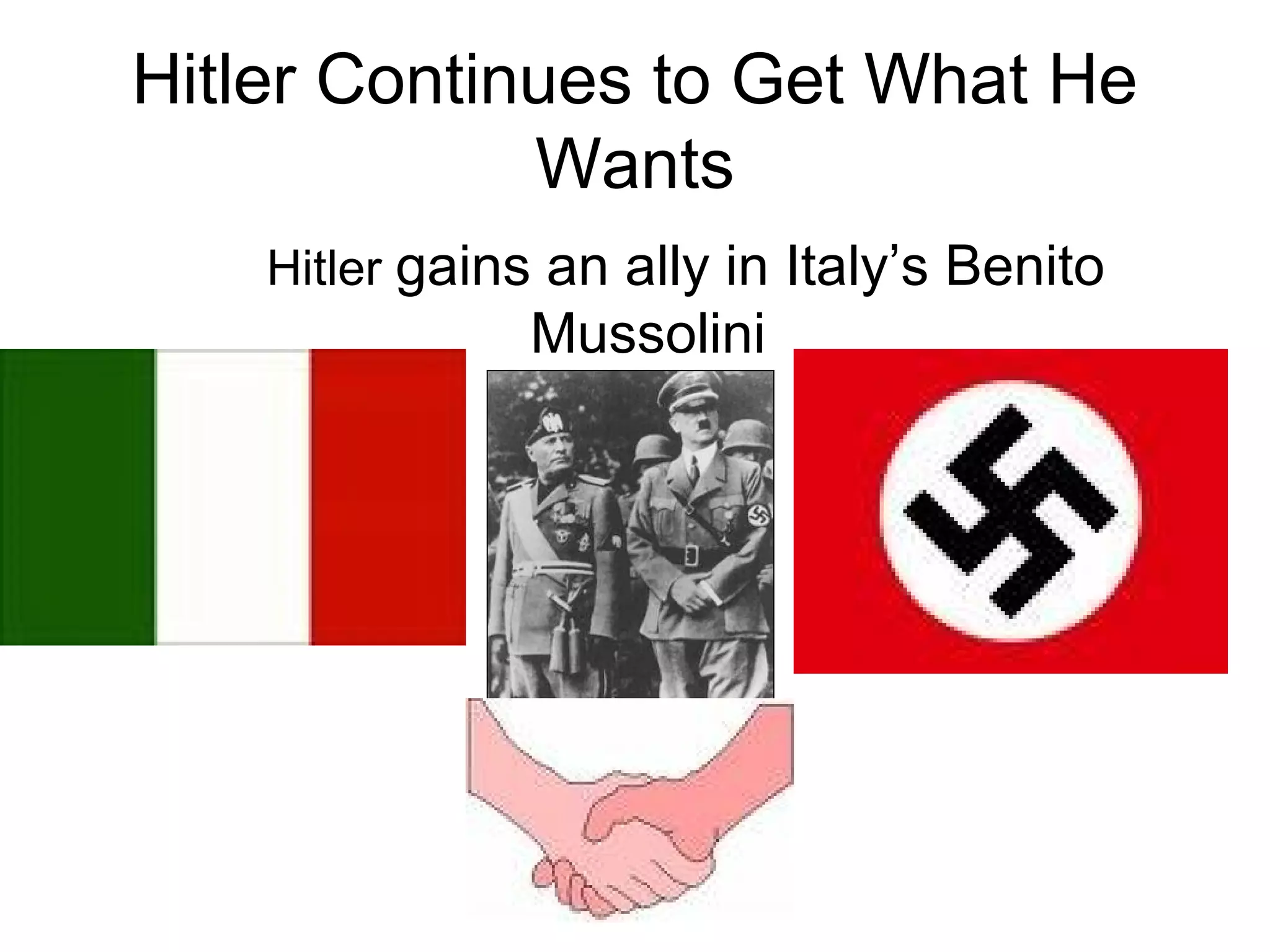 WW II: Part 1 Hitler Aggression vs. British Appeasement | PPT