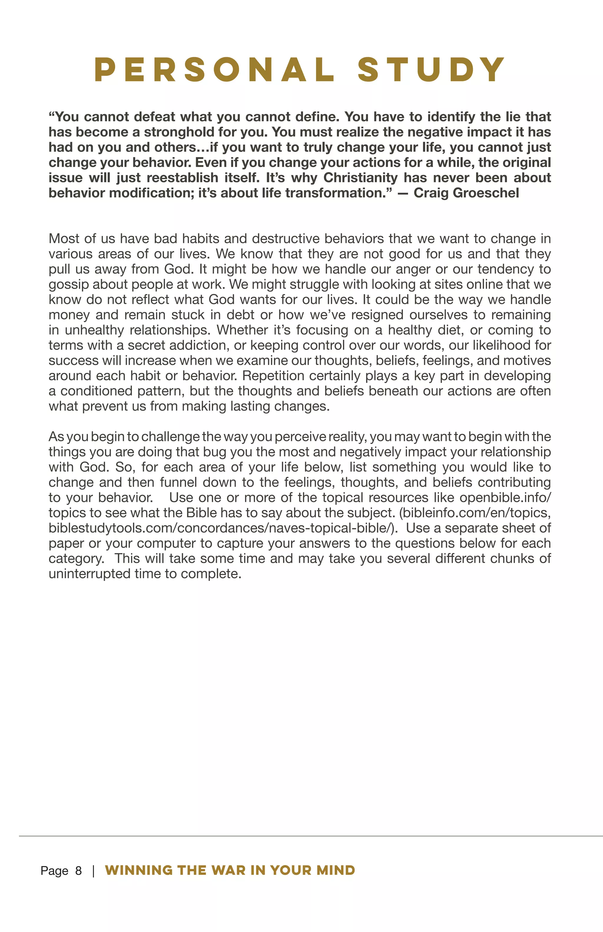 Winning the War in your Mind | PDF