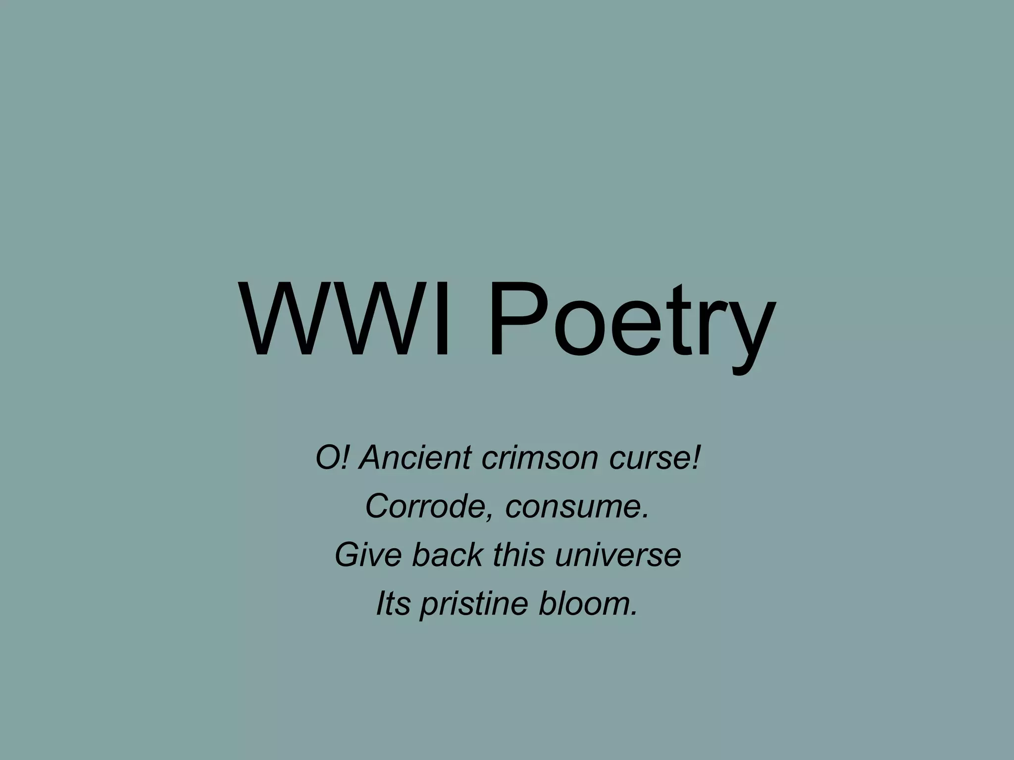 WWI Propaganda & Poems | PPTX