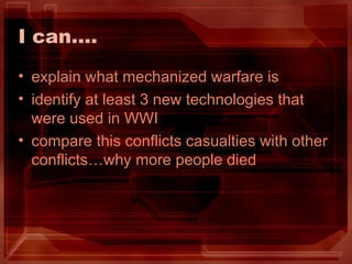 WW I Technology - how did warfare change over time with the ...