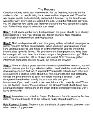 WW1 Web Quest | PDF