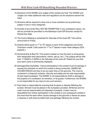 Wild West benefiting Wound Warriors Guidelines | PDF