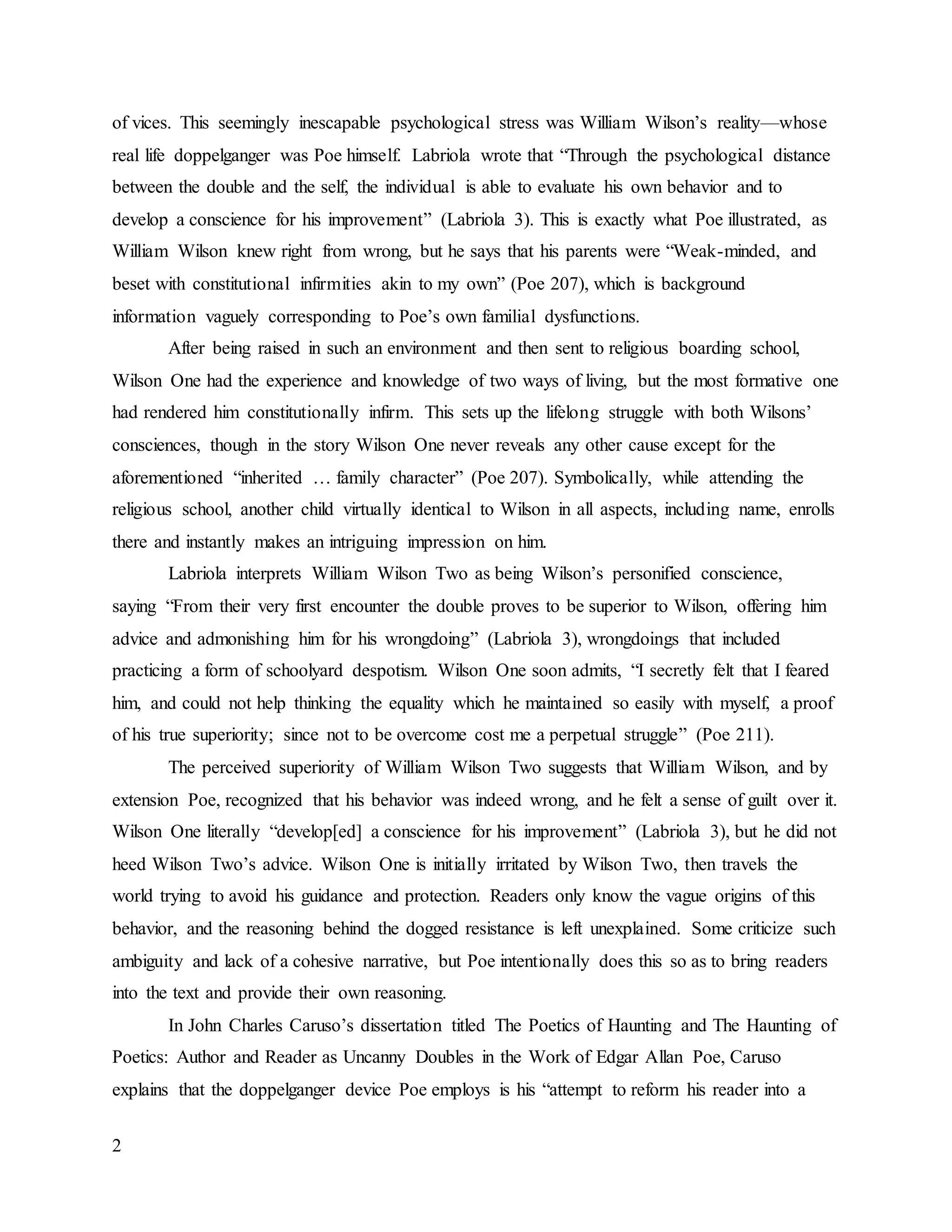 Poe's William Wilson analysis | DOCX