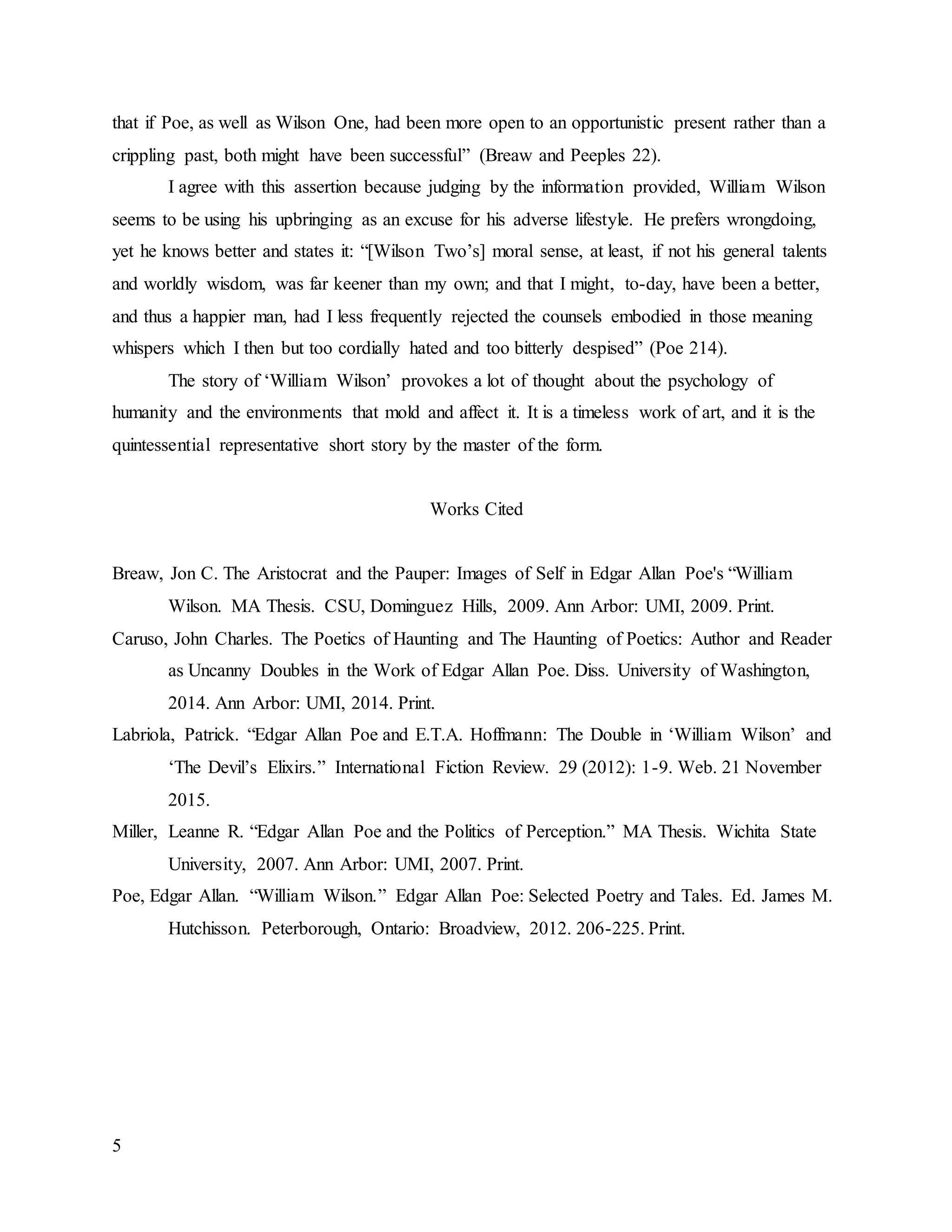 Poe's William Wilson analysis | DOCX