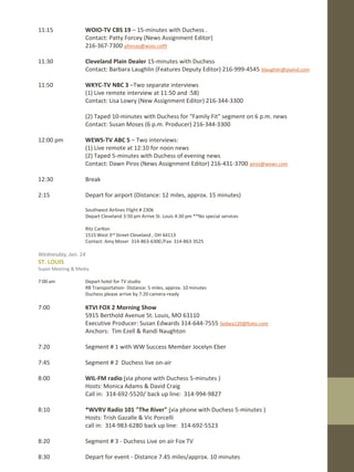 WW Nat'l and 10-City MEDIA TOUR schedule sample 718 | PPTX