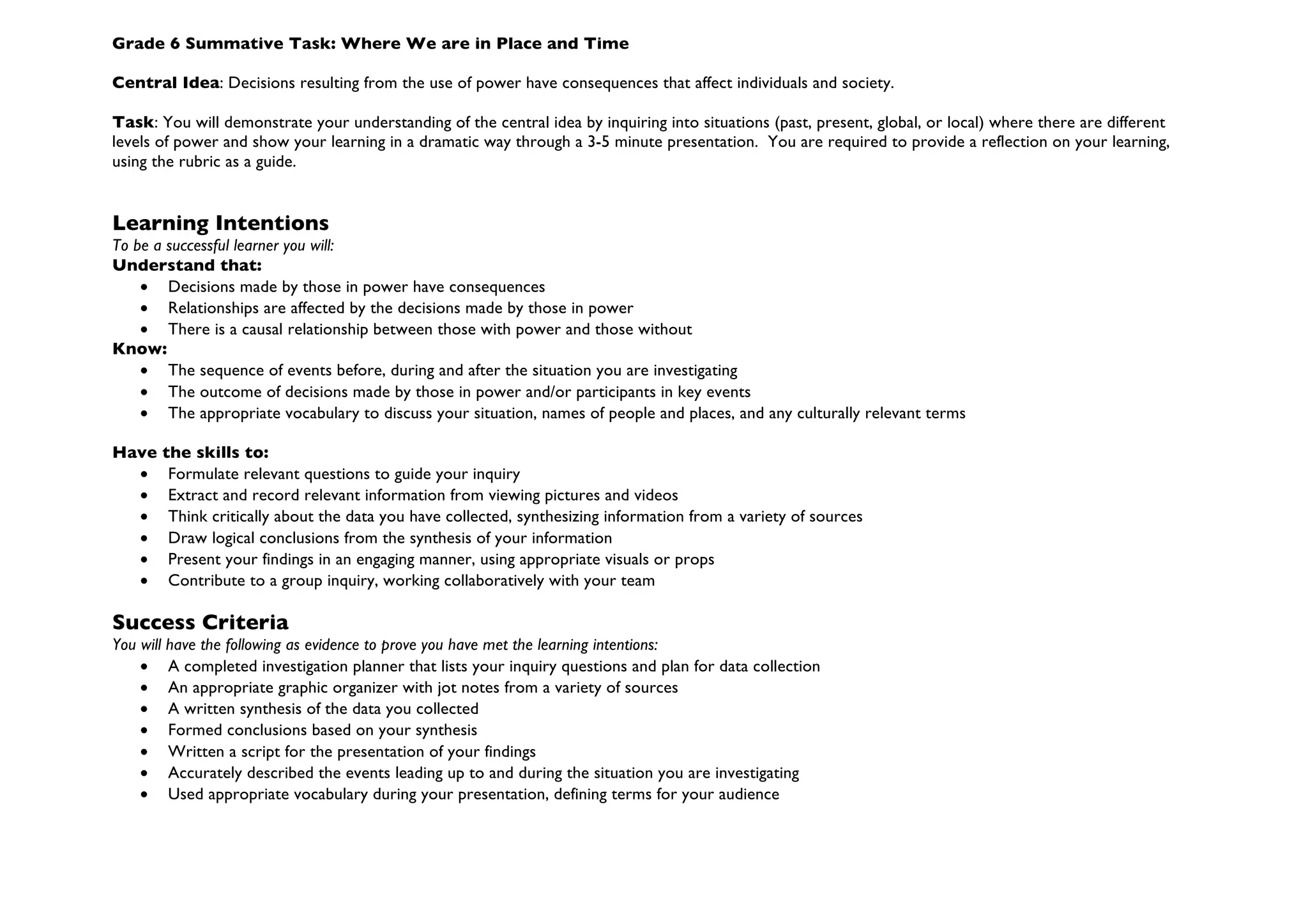 Wwpt grade 6 summative task ver 2 | PDF