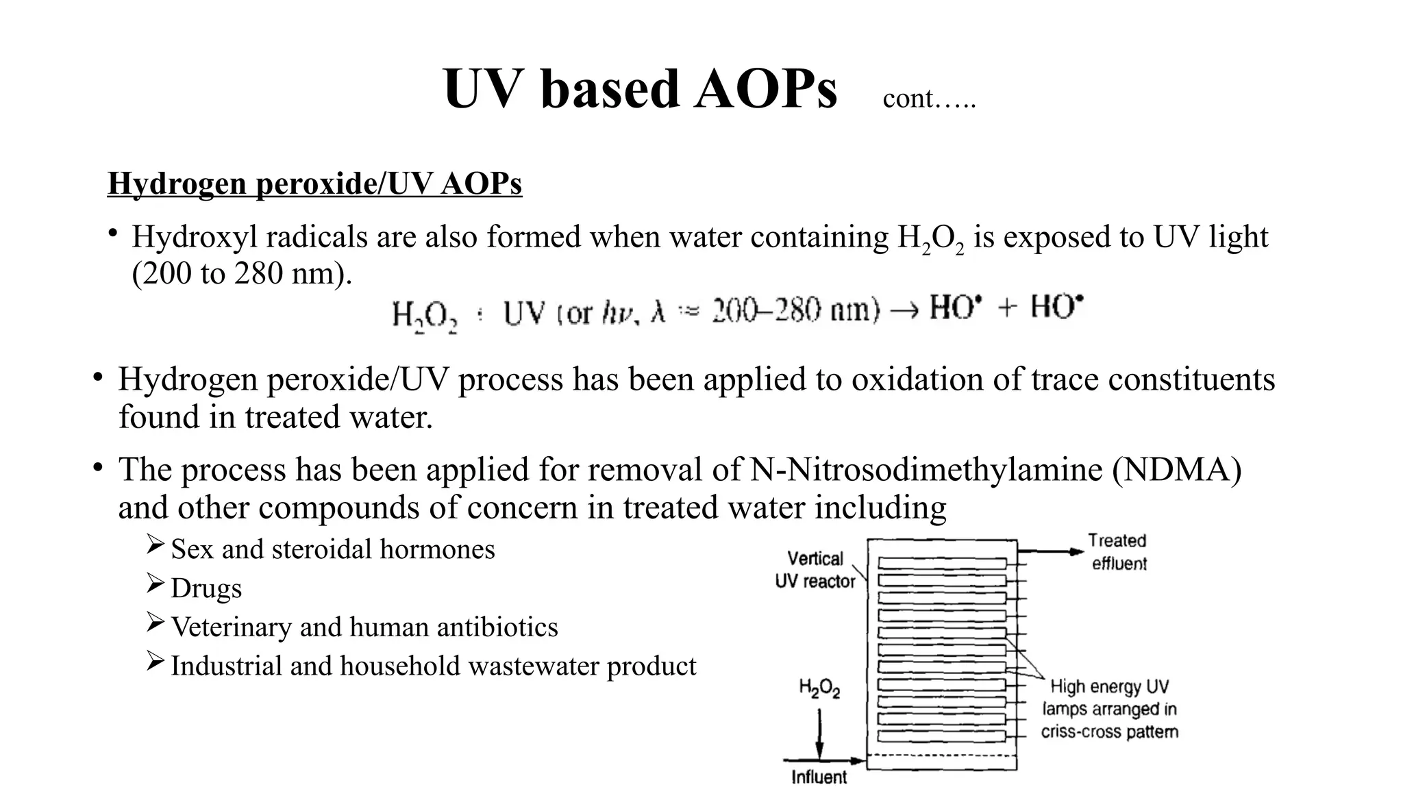 Advanced oxidation processes (AOPs) are used to oxidized organic ...
