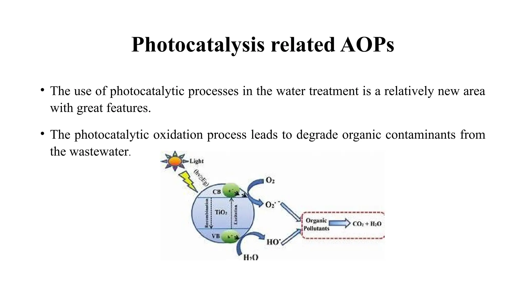 Advanced oxidation processes (AOPs) are used to oxidized organic ...