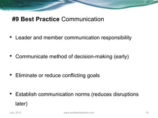 Ten Best Practices for Successful Global Teams | PDF