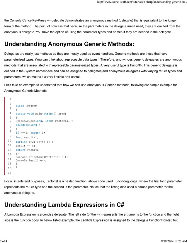 tutorials-c-sharp_understanding-generic-anonymous-methods-and-lambda-expressions-in-c-sharp | PDF